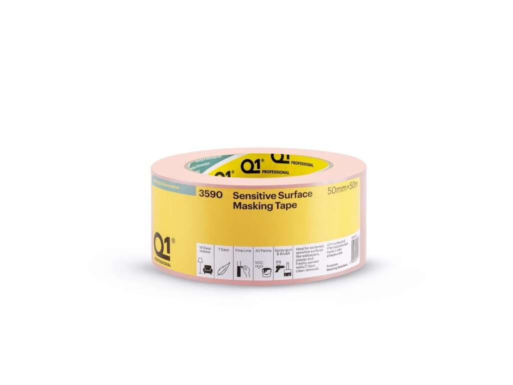 Q1 Pink Sensitive Surface Masking Tape 50mm - Pentura Pro Paint